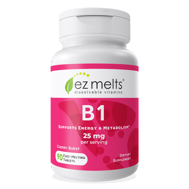 EZ Melts Vitamin B1 (Thiamine) Supports Energy and Metabolism, 25 mg 90 ...