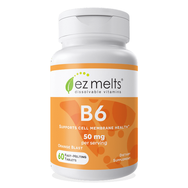 EZ Melts Vitamin B6 Supports Cell Membrane Health, 500 mg 60 Tablets ...