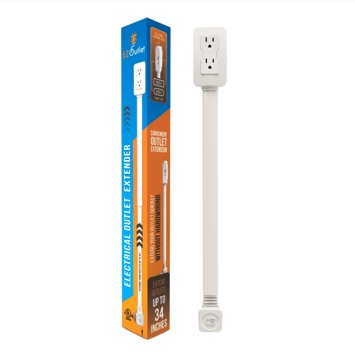 EZ Outlet Electrical Outlet Extender: Access Hard-to-Reach Outlets ...