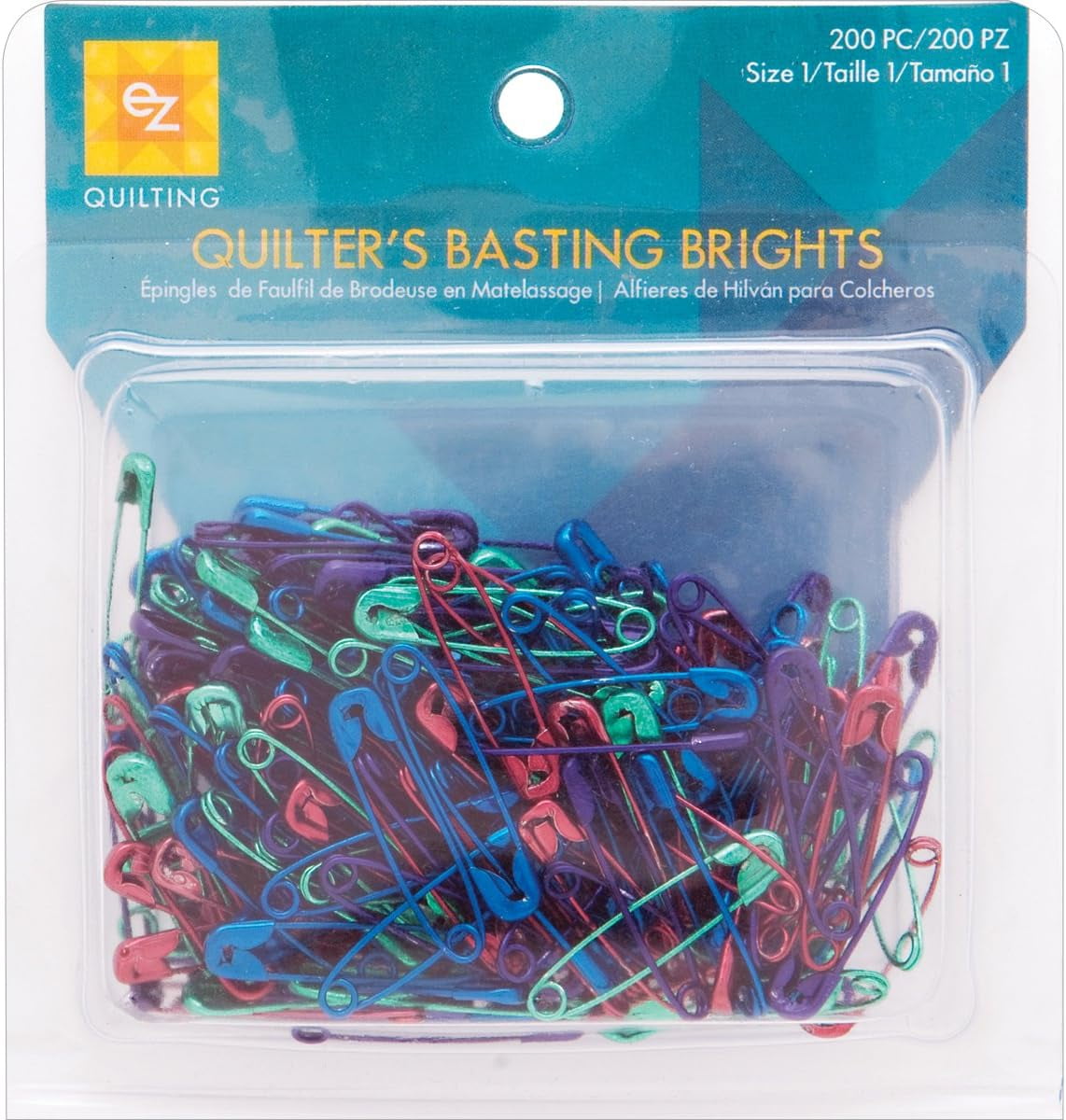 EZ Quilting Basting Brights Safety Pins-Size 1 200/Pkg - Walmart.com