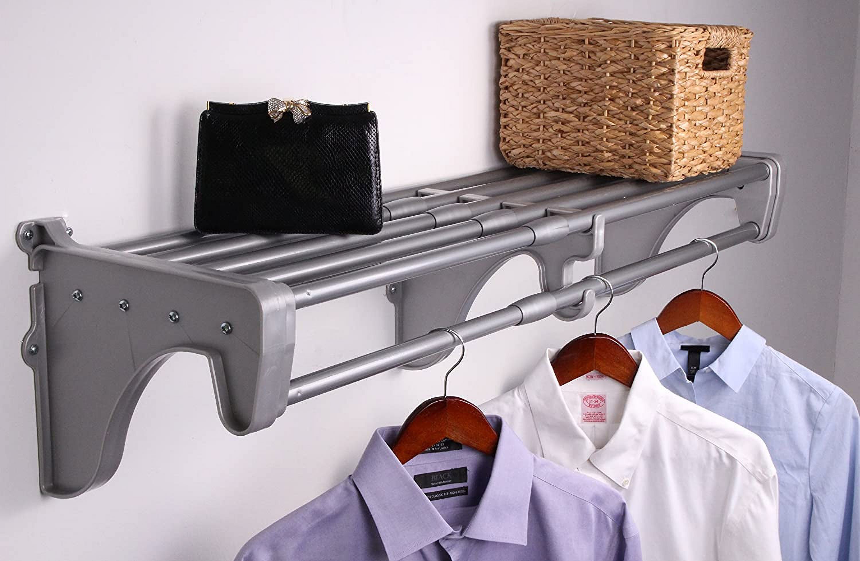 EZ Shelf- Closet Shelf with Hanging Rod - 42.5” to 75" Expandable ...
