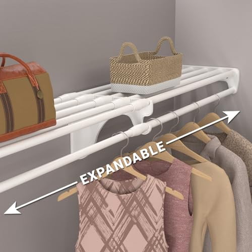 EZ Shelf-Expandable-Closet Shelf (NO Hanging Rod)- 19.5” to 29” -White ...