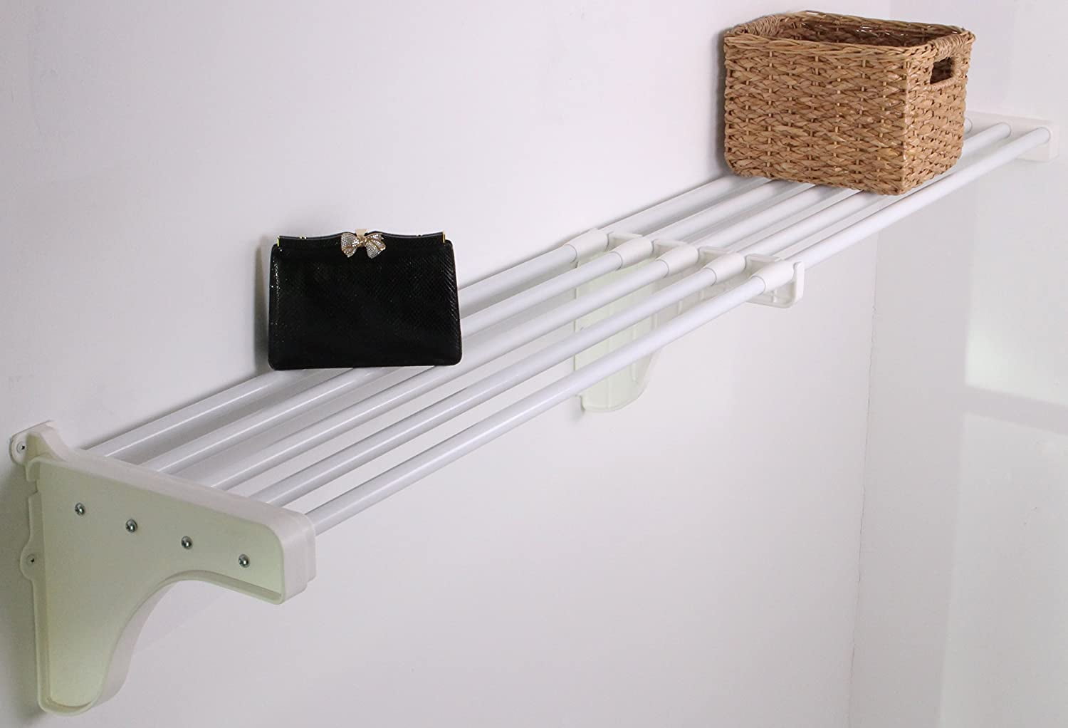 EZ Shelf-Expandable-Closet Shelf (NO Hanging Rod)- 41.5” - 74” -White ...
