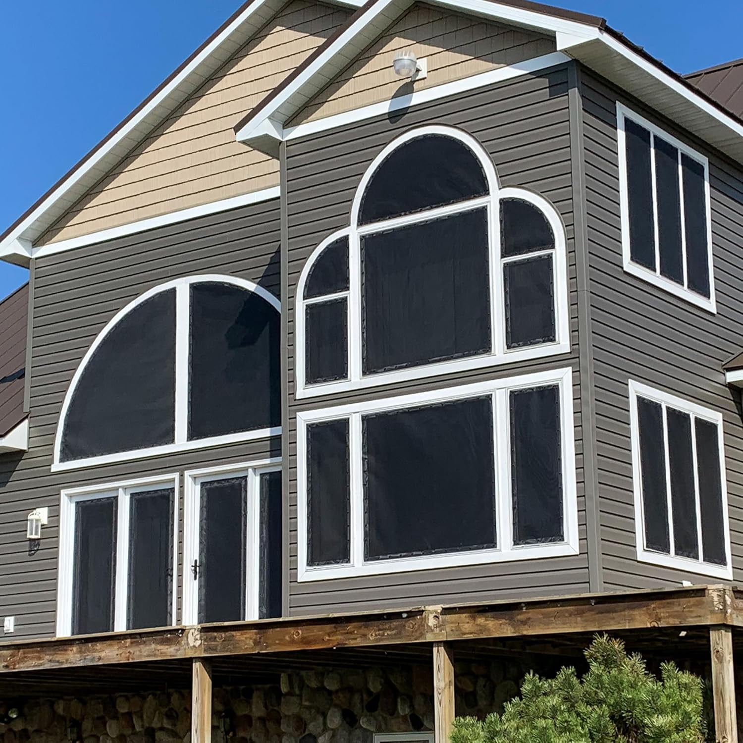 EZ Snap Outdoor Window Shades for Home – 7' x 6' Black Mesh Thermo ...