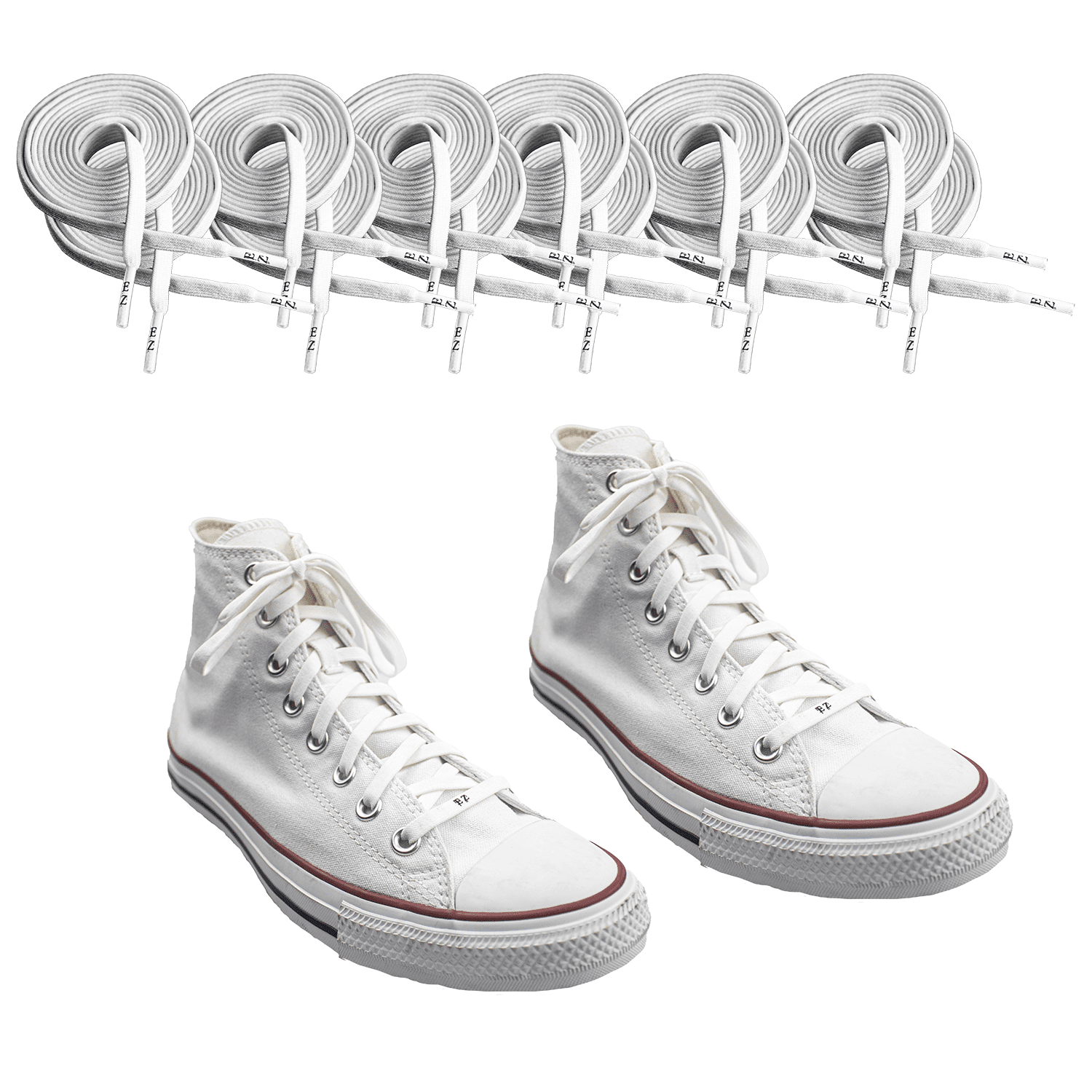 EZ Stretch slip on shoe laces pair, Elastic flat stretchy shoe laces ...