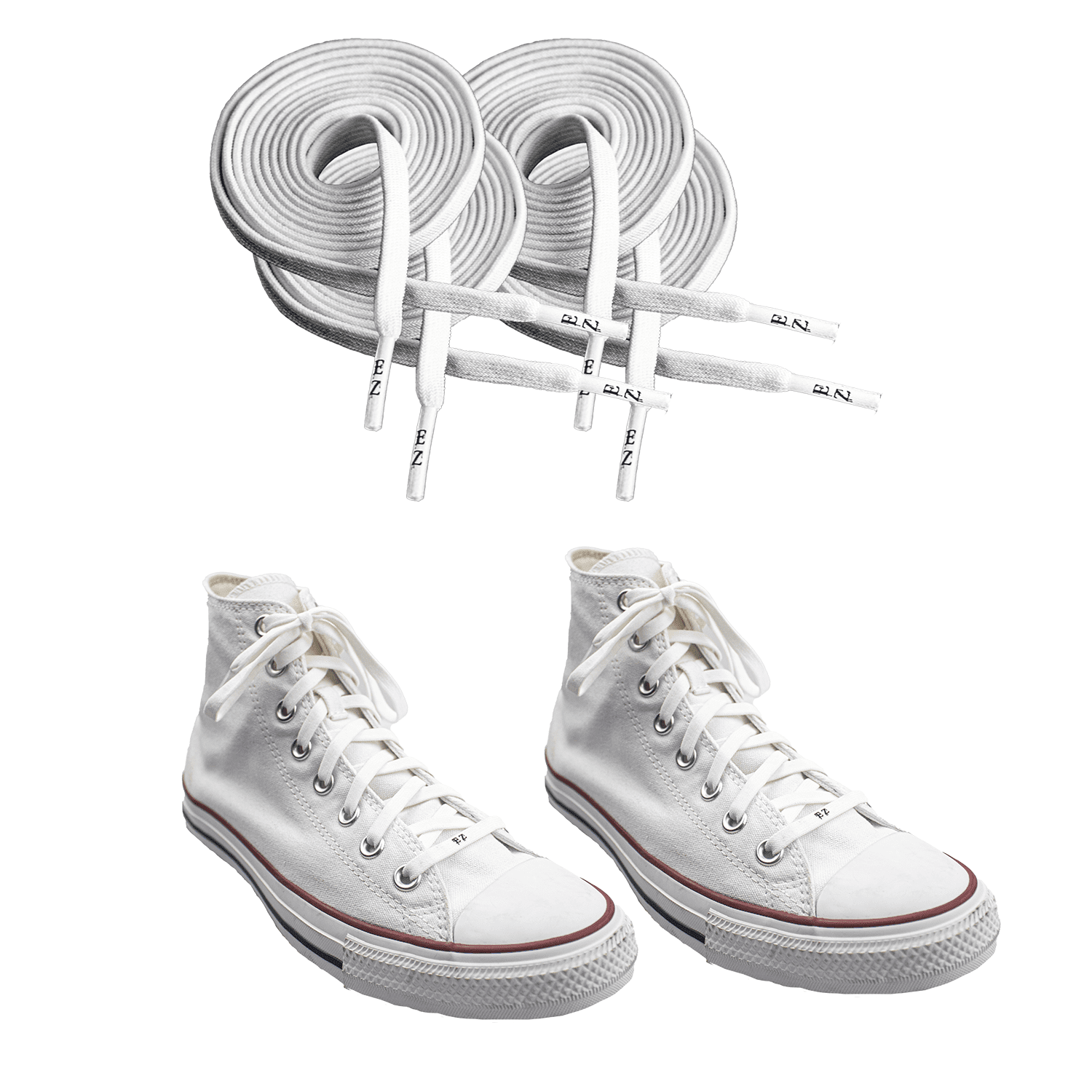 EZ Stretch slip on shoe laces pair, Elastic flat stretchy shoe laces ...