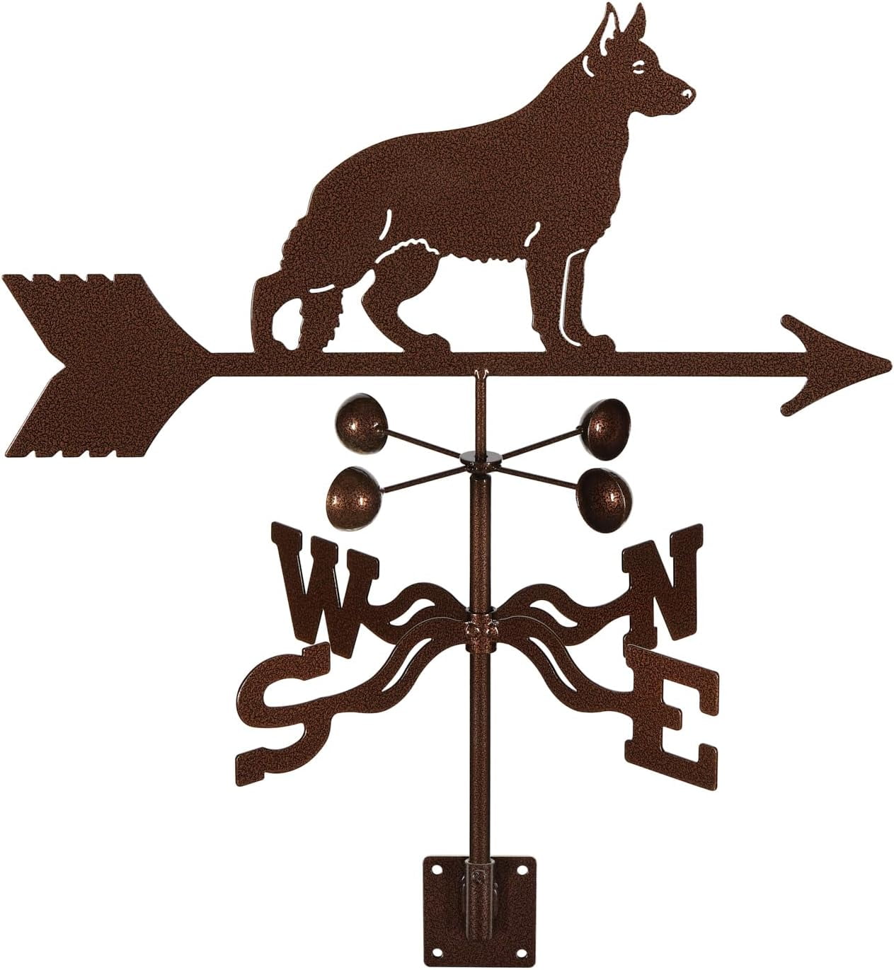EZ Vane German Shepherd Dog Weathervane — Post Mount, Wind Cups, Antique Copper Finish, Steel ...