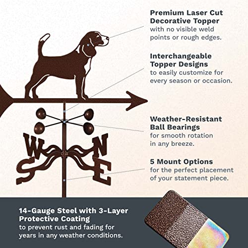 EZ Vane Steel Beagle Weathervane 80” Height, Includes Metal Garden ...