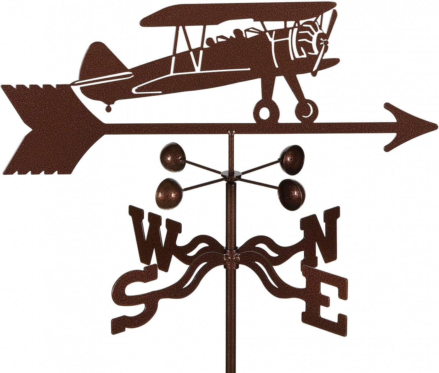 EZ Vane Steel Bi-Plane Weathervane 21” Height, Includes Metal Post ...