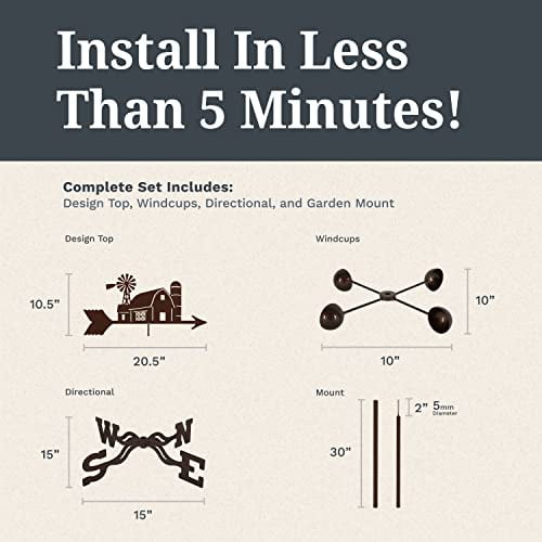 EZ Vane Steel Farm Scene Weathervane 80” Height, Includes Metal Garden ...