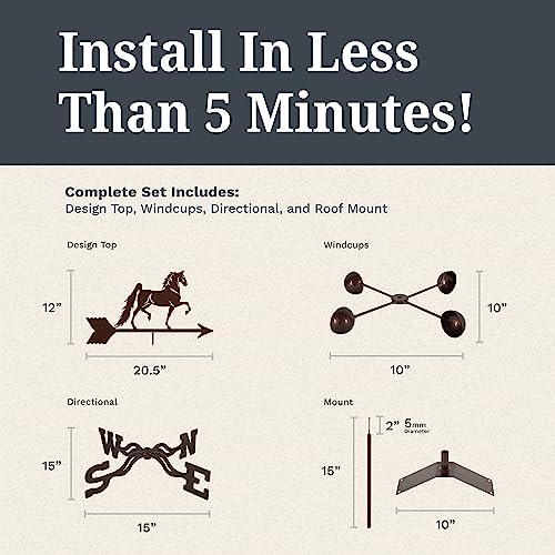 EZ Vane Steel Saddlebred Horse Weathervane 21” Height, Includes Metal ...