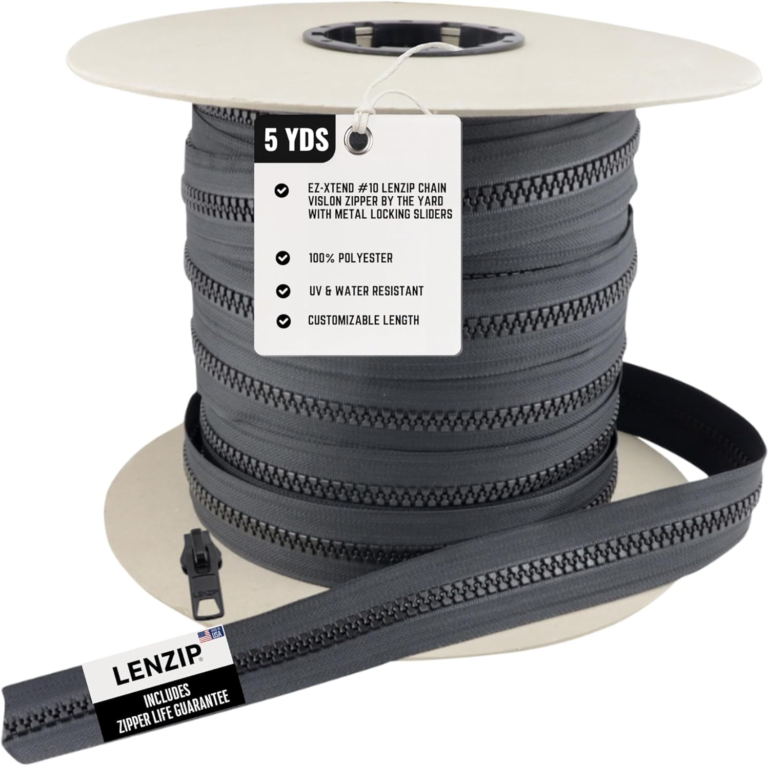 EZ-Xtend #10 Lenzip Chain Vislon Zipper by The Yard with Locking ...