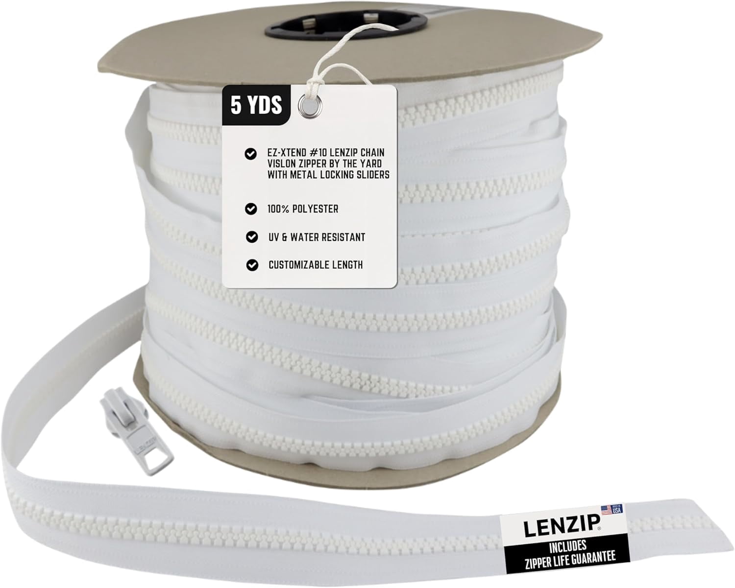 EZ-Xtend #10 Lenzip Chain Vislon Zipper by The Yard with Locking ...
