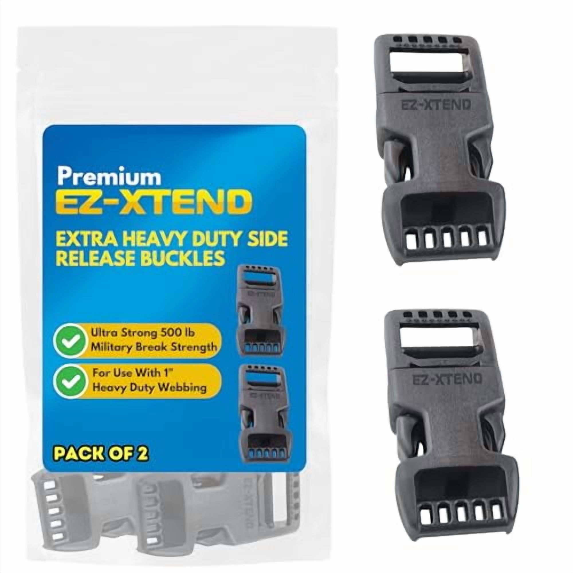 EZ-Xtend Extra Heavy Duty Side Release Buckles 1 Inch - Plastic Buckles ...