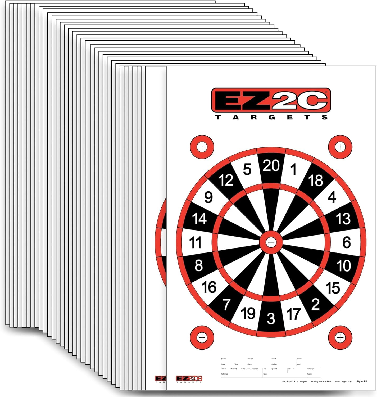 EZ2C Dart Board Style 15 Paper Targets for Shooting - 10" Dartboard Fun Game Shooting Targets ...
