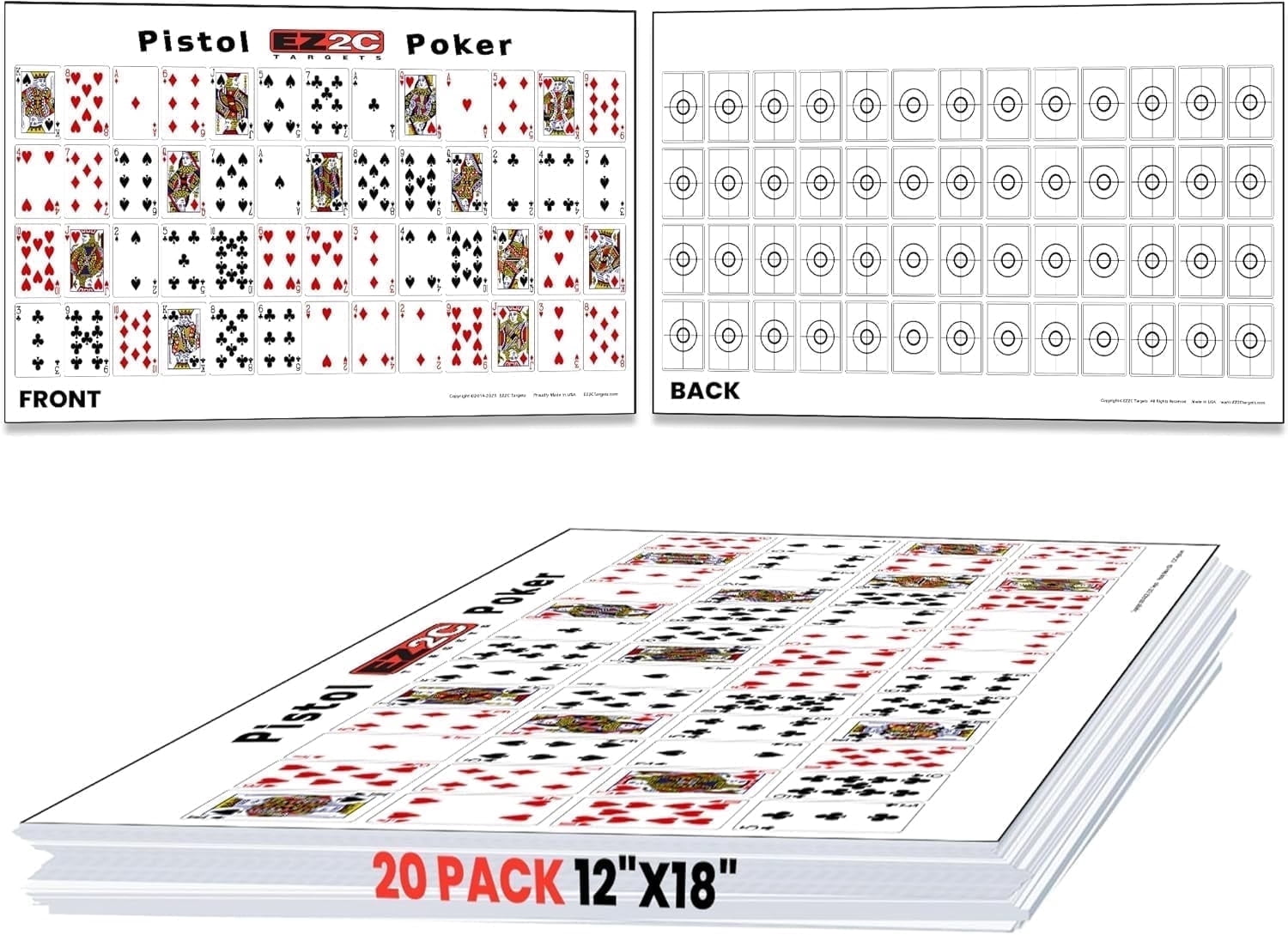 EZ2C Pistol Poker Playing Cards Paper Paper Targets 20 Pack - Walmart.com