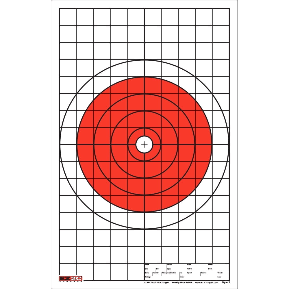 25 EZ2C Targets 10" Bullseye w/Grid 11"x17" Paper Shooting Targets for ...