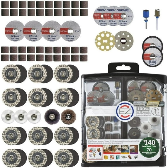 EZ725 70- -Purpose Rotary Tool Accessory Set With Storage Kit - EZ-Lock ...