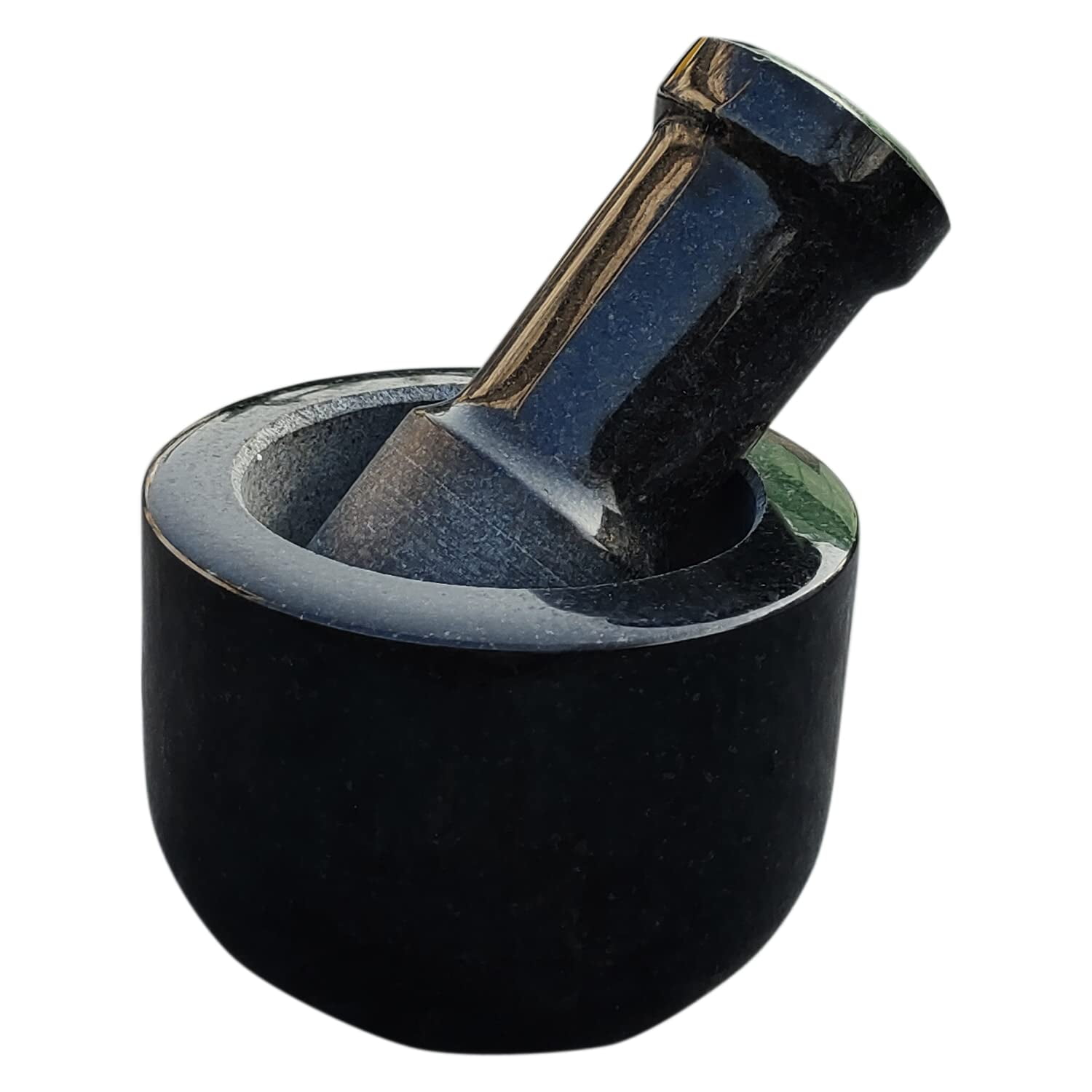 EZAHK Black Granite Stone Mortar and Pestle Set for Spices Okhli Masher ...