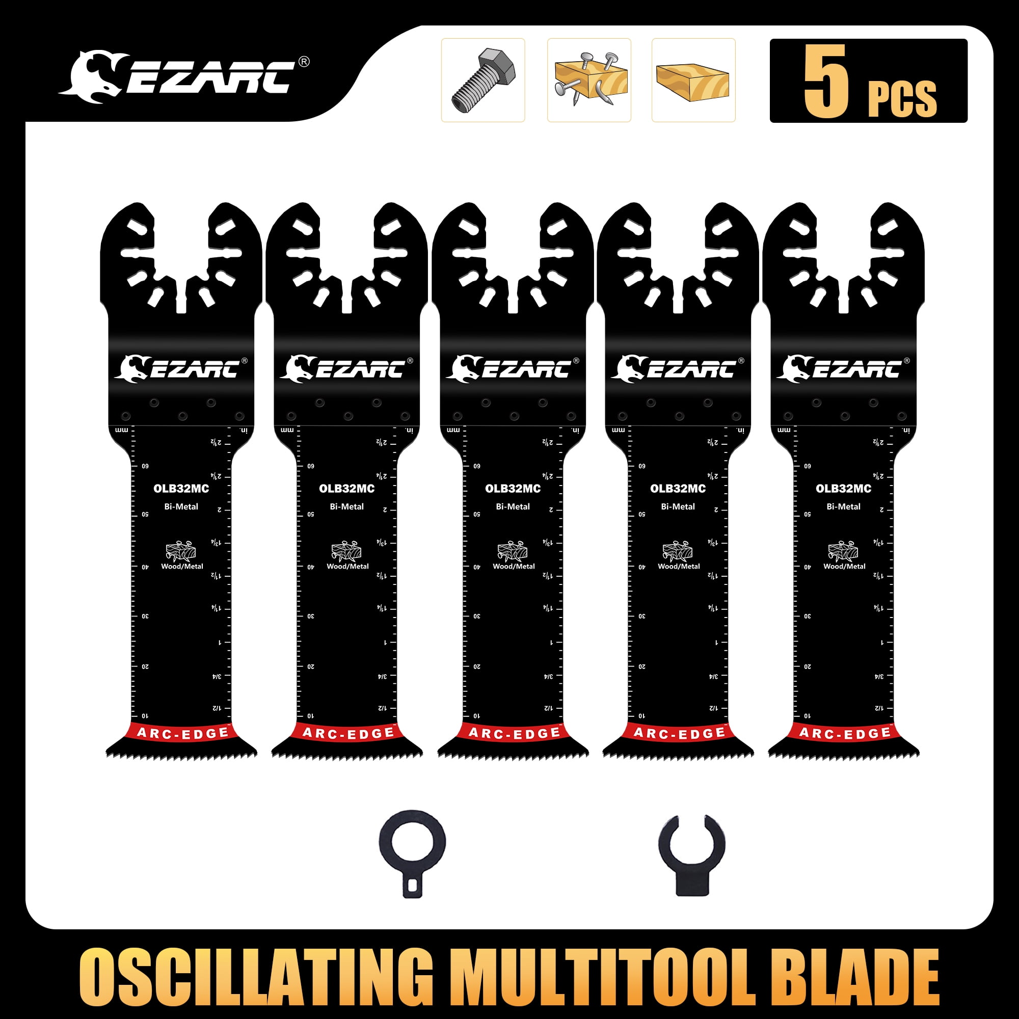 EZARC Multipurpose Extra Long Oscillating Saw Blades - 5PCS Bi-Metal Blades for Precise Cuts in ...