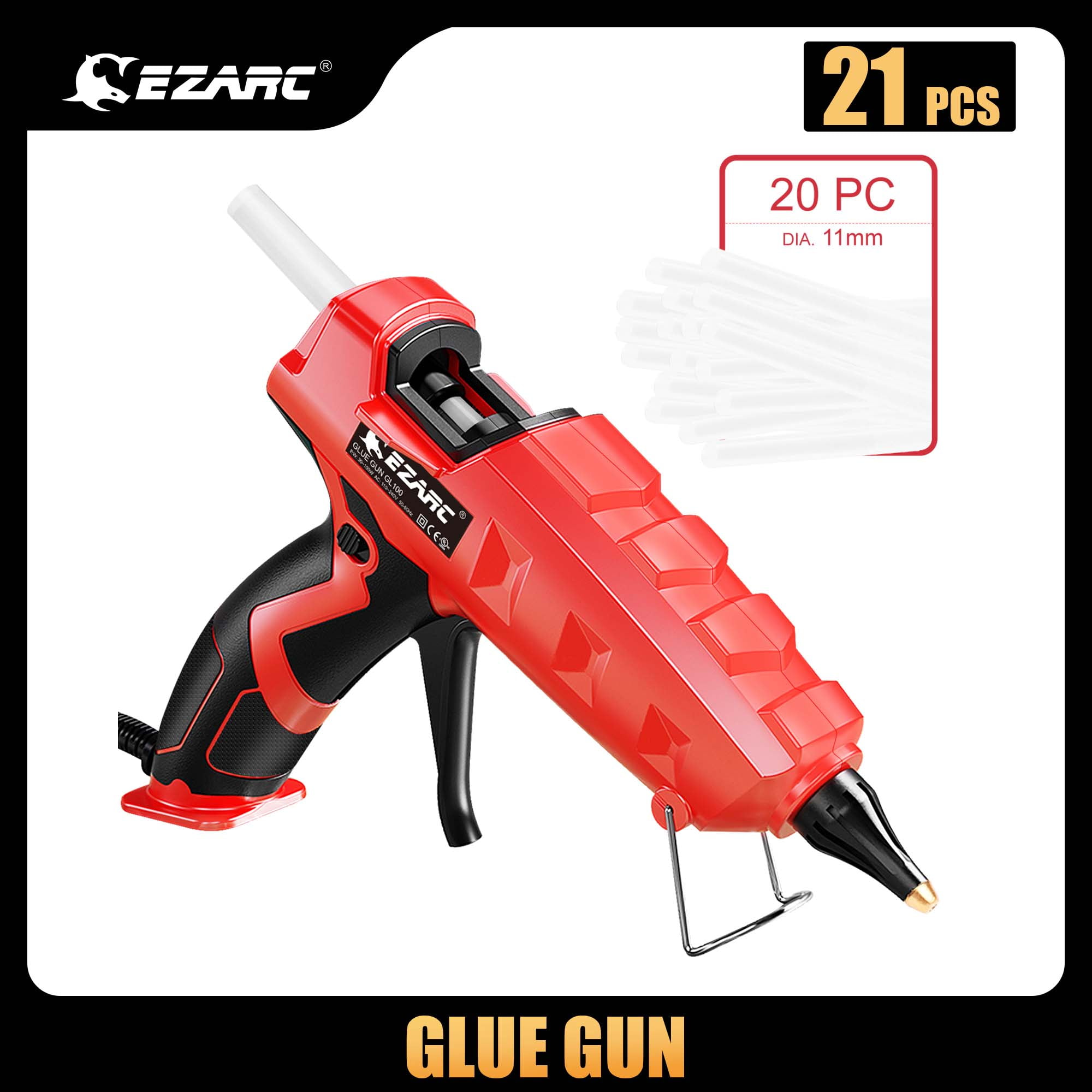 EZARC Hot Melt Glue Gun, Heavy Duty Full Size Glue Gun kit 100W with ...