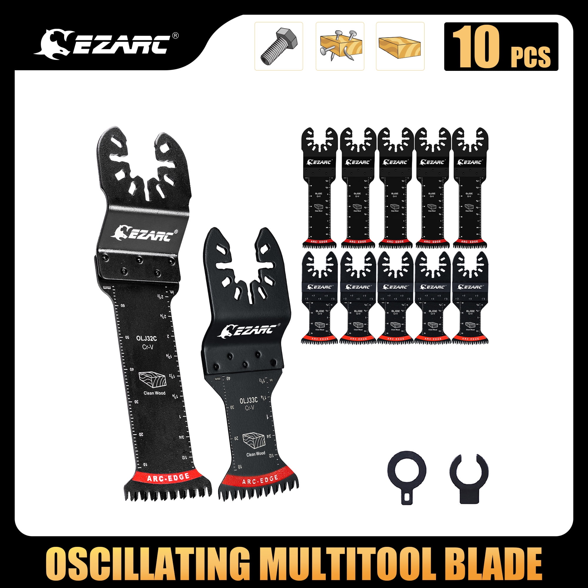 EZARC Japanese Tooth Oscillating Saw Blades, 10 PCS Extra-Long Arc Edge Oscillating Multitool ...