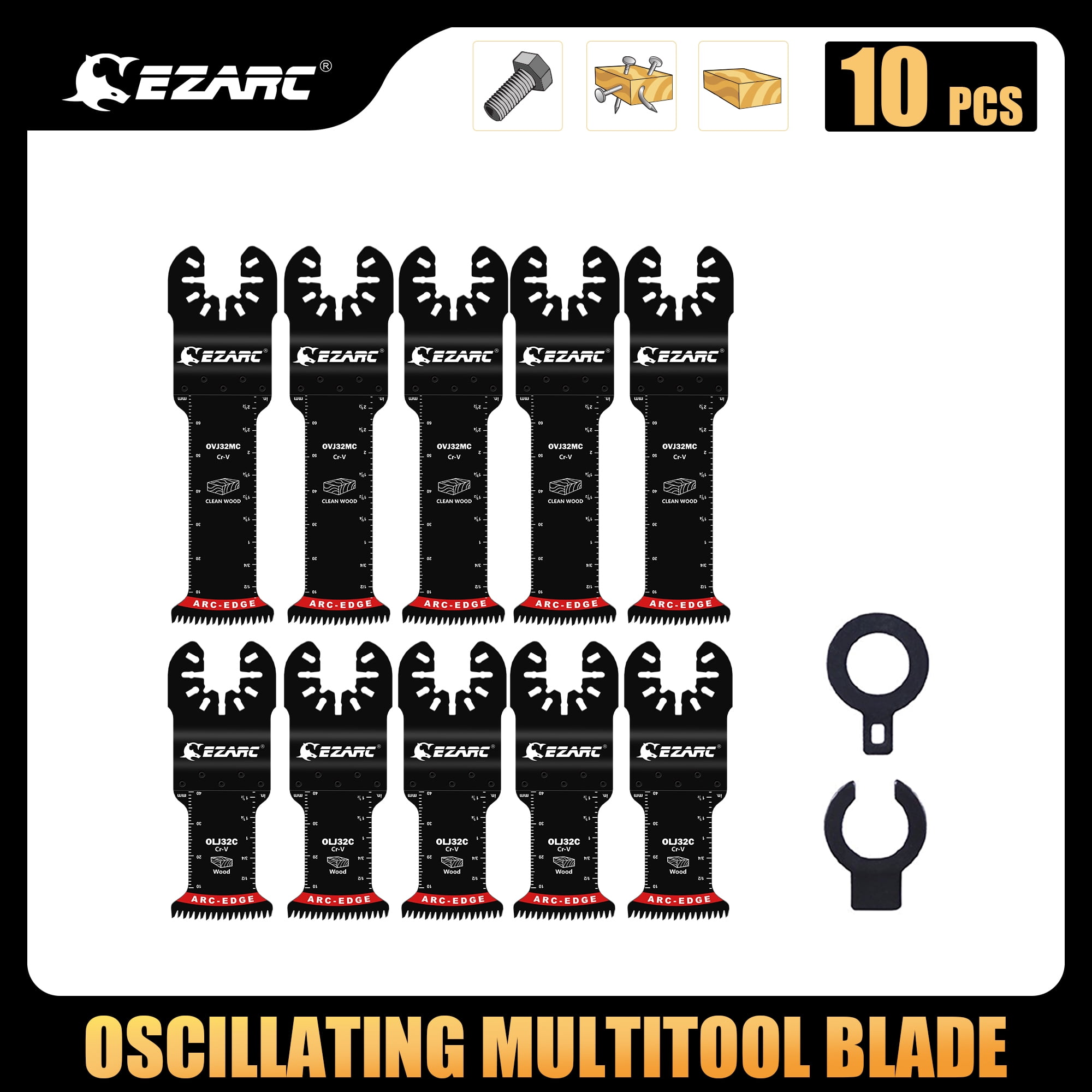 EZARC Japanese Tooth Oscillating Saw Blades, 10 PCS Extra-Long Arc Edge Oscillating Multitool ...