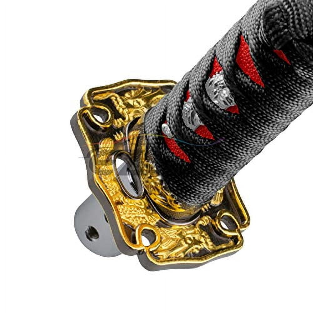 EZAUTO WRAP 10cm Black Red Shift Knob Samurai Sword Alloy Katana with ...