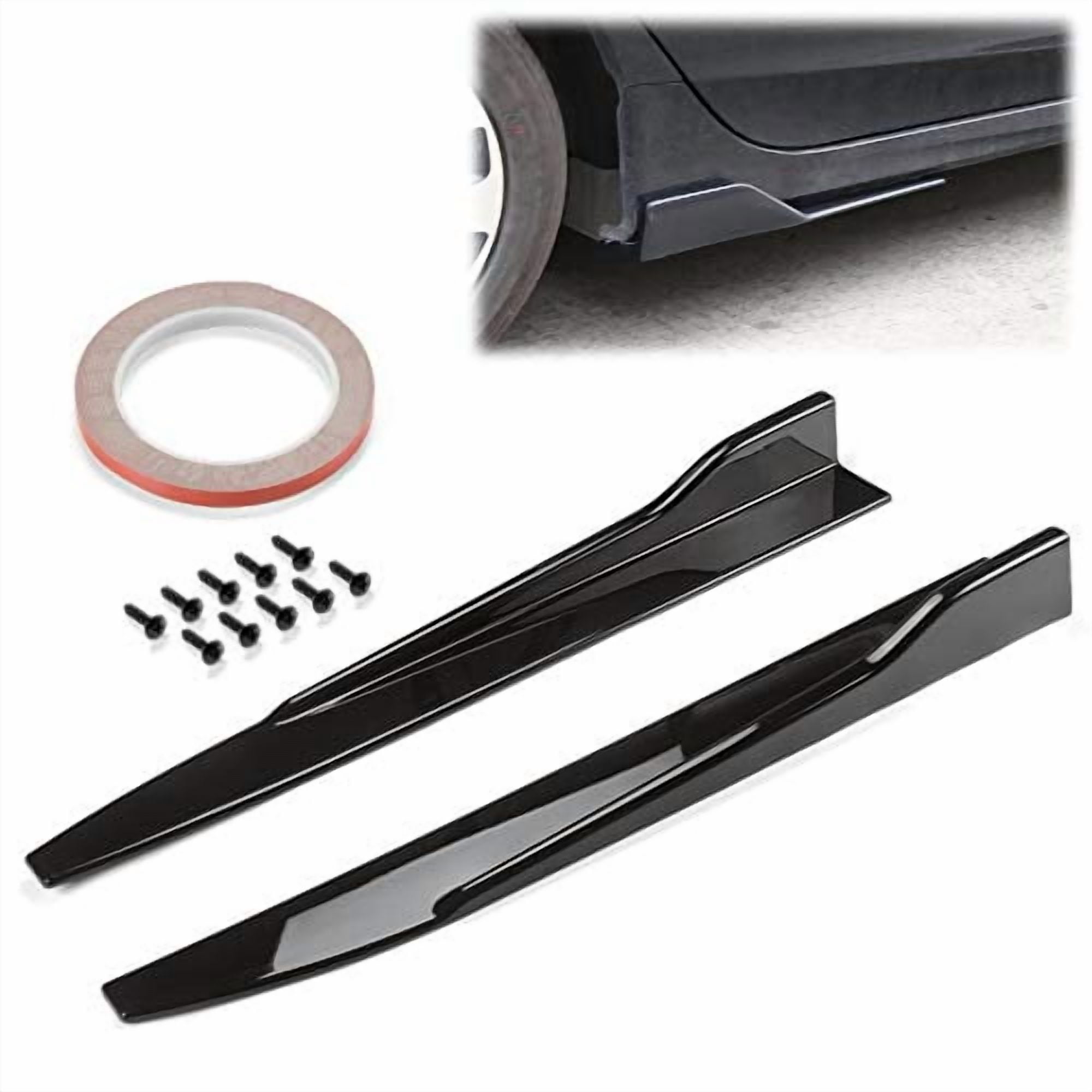 EZAUTO WRAP Gloss Black Universal Car Side Skirt Splitters Diffuser ...