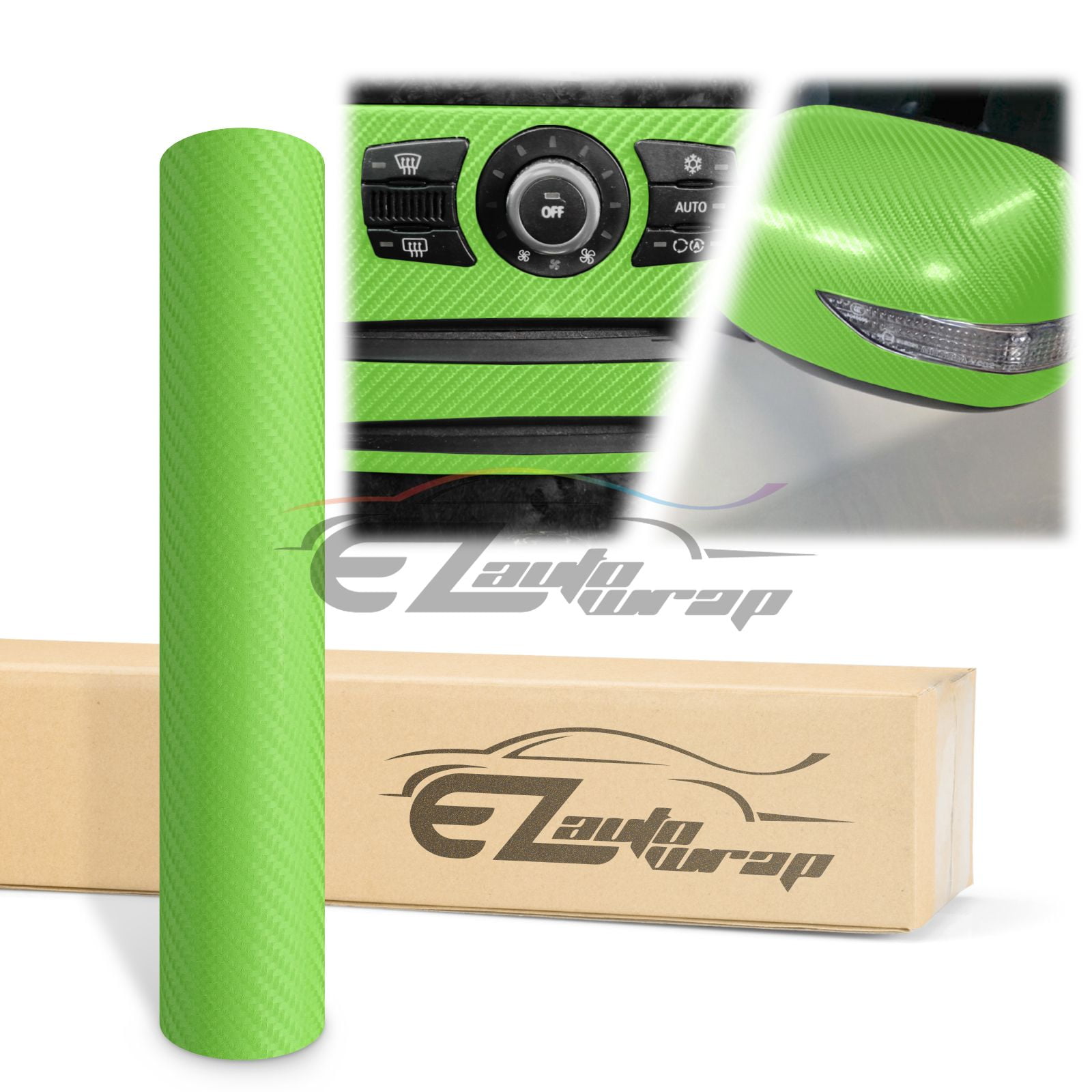 EZAUTOWRAP 4D Carbon Fiber Textured Green Semi Gloss Car Vinyl Wrap ...