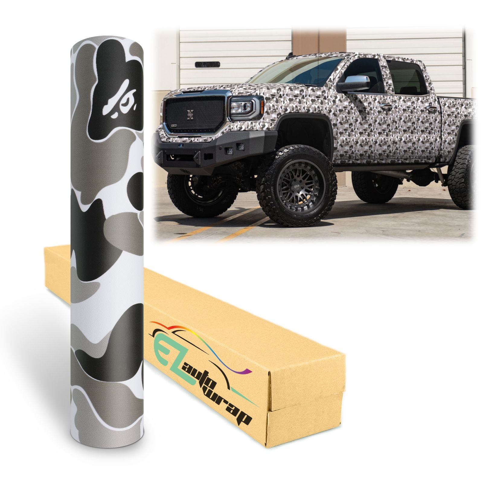 EZAUTOWRAP Camouflage Ape Black White Car Vinyl Wrap Vehicle Sticker ...