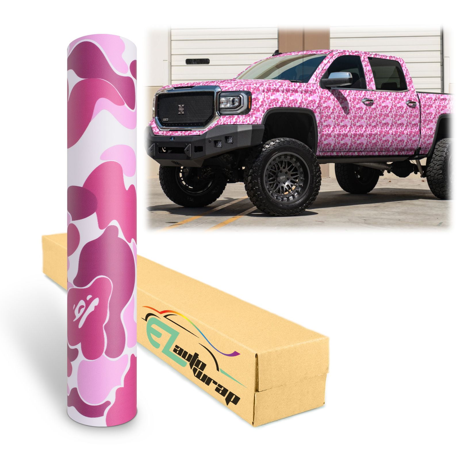 EZAUTOWRAP Camouflage Ape Pink Car Vinyl Wrap Vehicle Sticker Decal ...