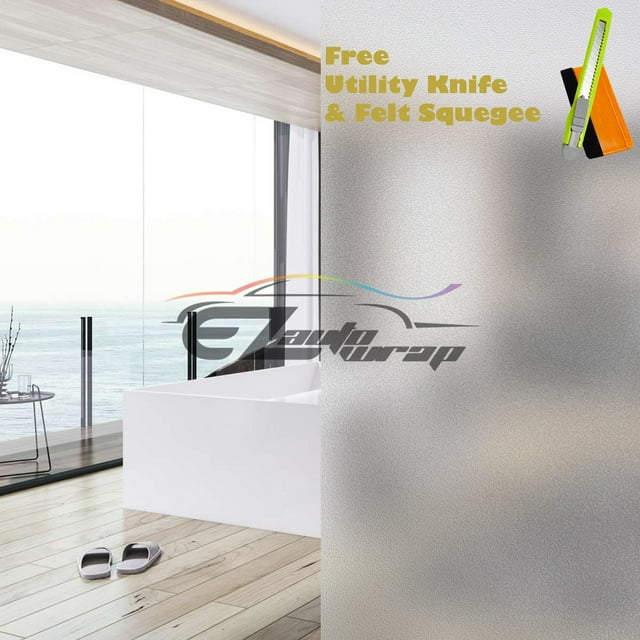 EZAUTOWRAP Frosted Glass Peel And Stick Window Film Home Bedroom ...