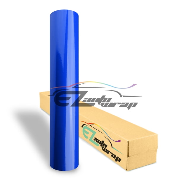 EZAUTOWRAP Gloss Intense Blue Glossy Car Vinyl Wrap Vehicle Sticker ...