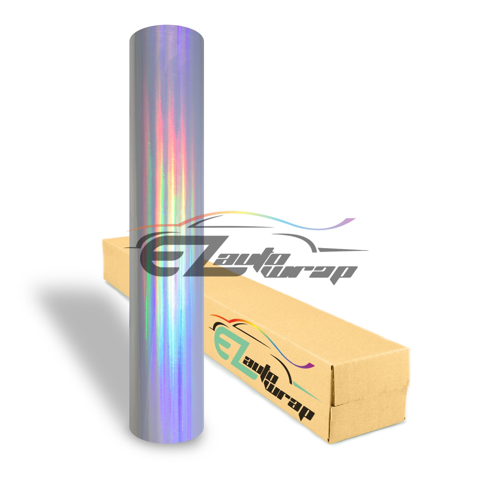 EZAUTOWRAP Holographic Silver Rainbow Neo Chrome Car Vinyl Wrap Vehicle ...