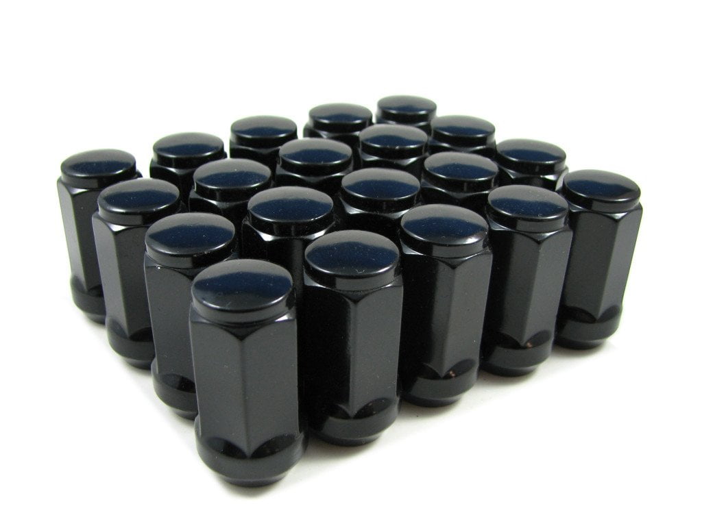 EZAccessory 20 Black Long Bulge Acorn Lug Nuts 14x1.5 Thread 3/4" Long ...