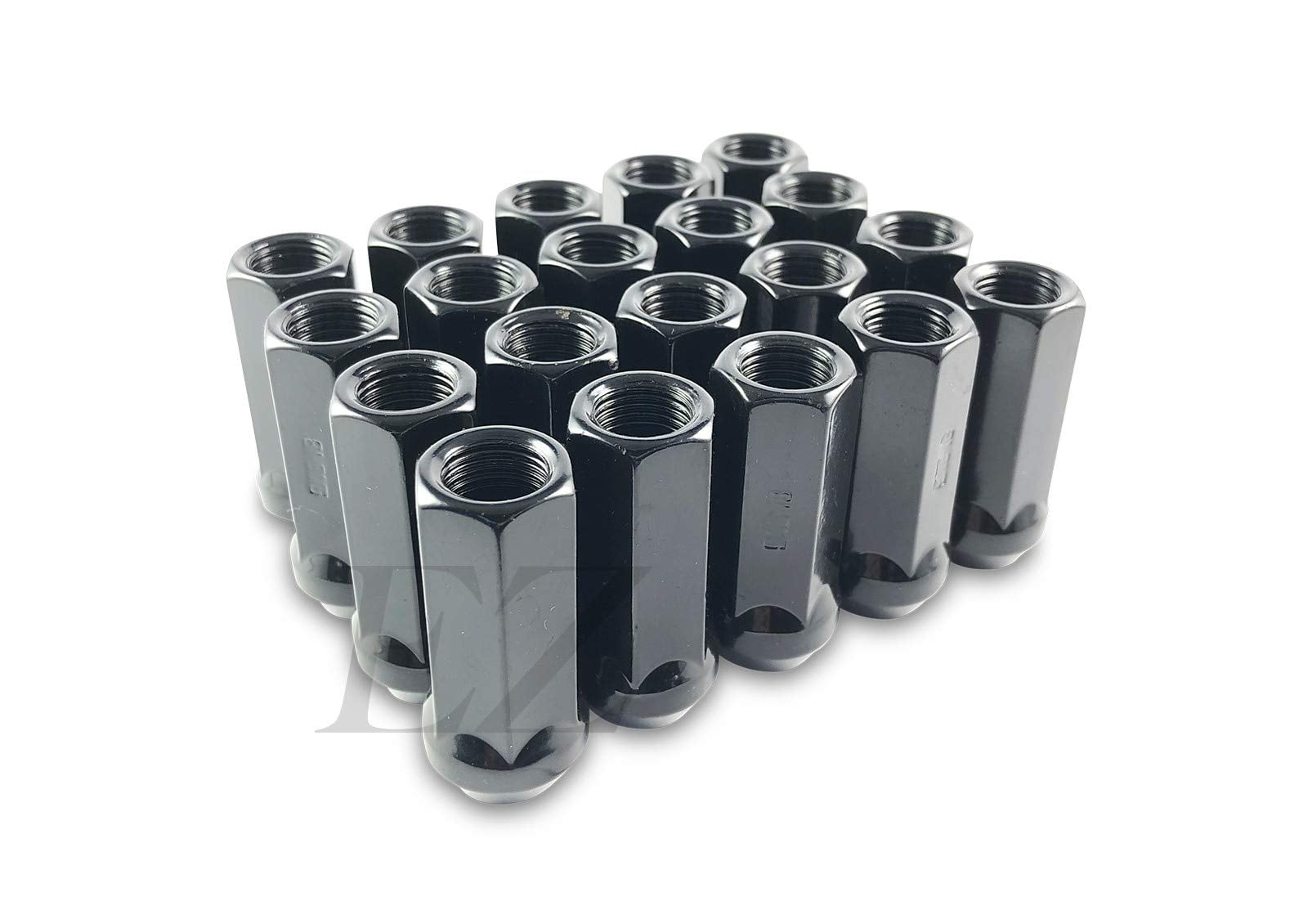 EZAccessory 24 Black Long Open End Bulge Acorn Lug Nuts 14x2 Thread 3/4 ...