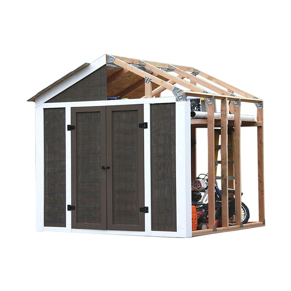 EZBUILDER 7x8 Foot Galvanized Steel Storage Shed Garage Barn DIY EZ ...