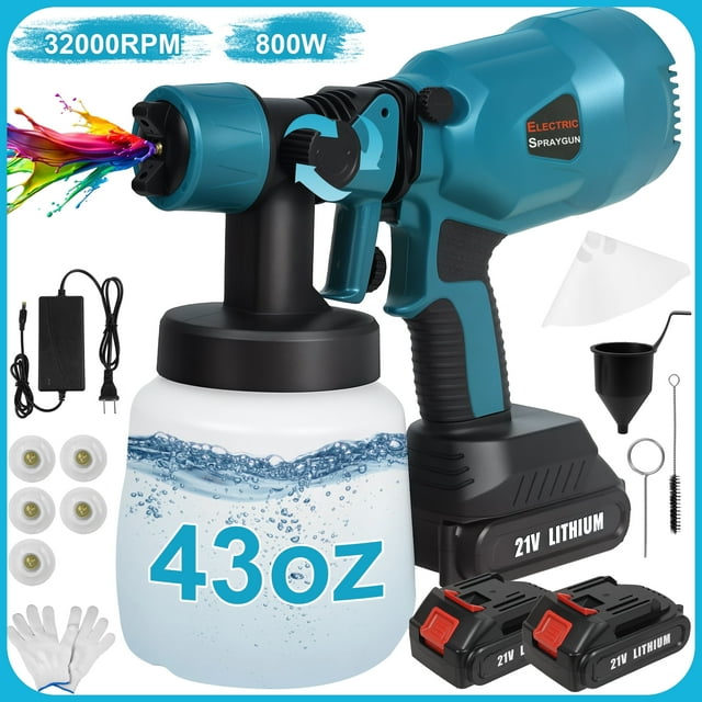 EZBY Cordless Paint Sprayer , 800W Electric Paint Sprayer with 1200ML ...