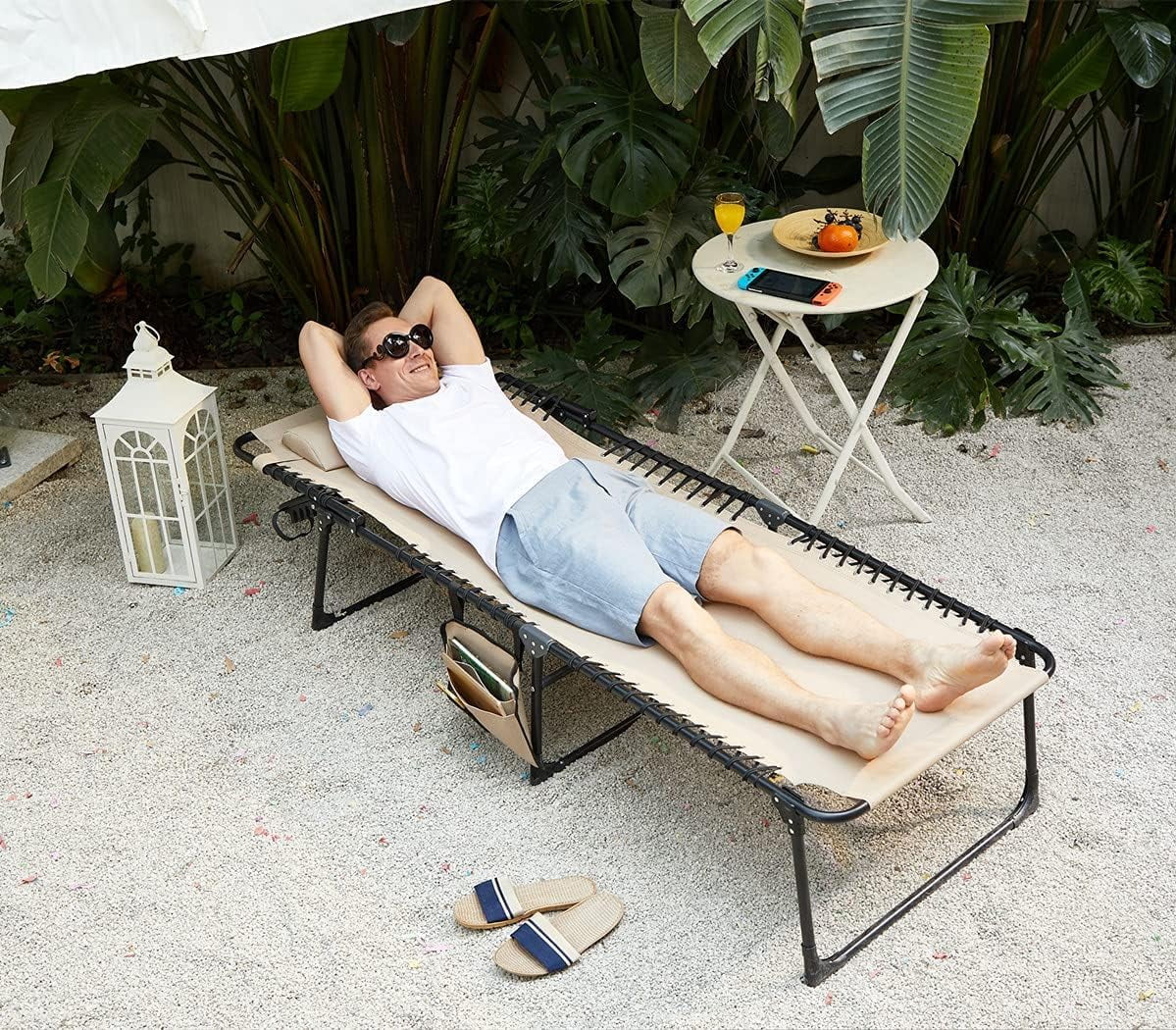 EZCHEER Oversize Folding Chaise Lounge Outdoor, 16 inch Extra High ...