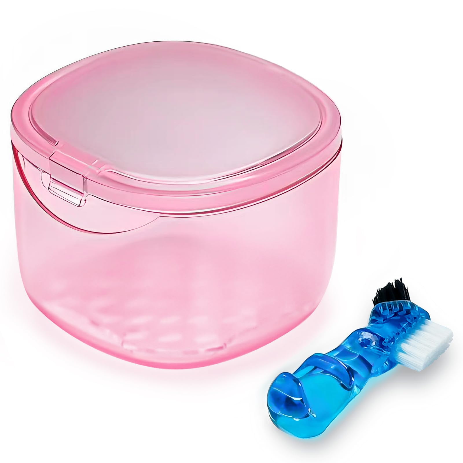EZEELAI Travel Denture Case AIF9 Denture Soaking Container with Brush ...