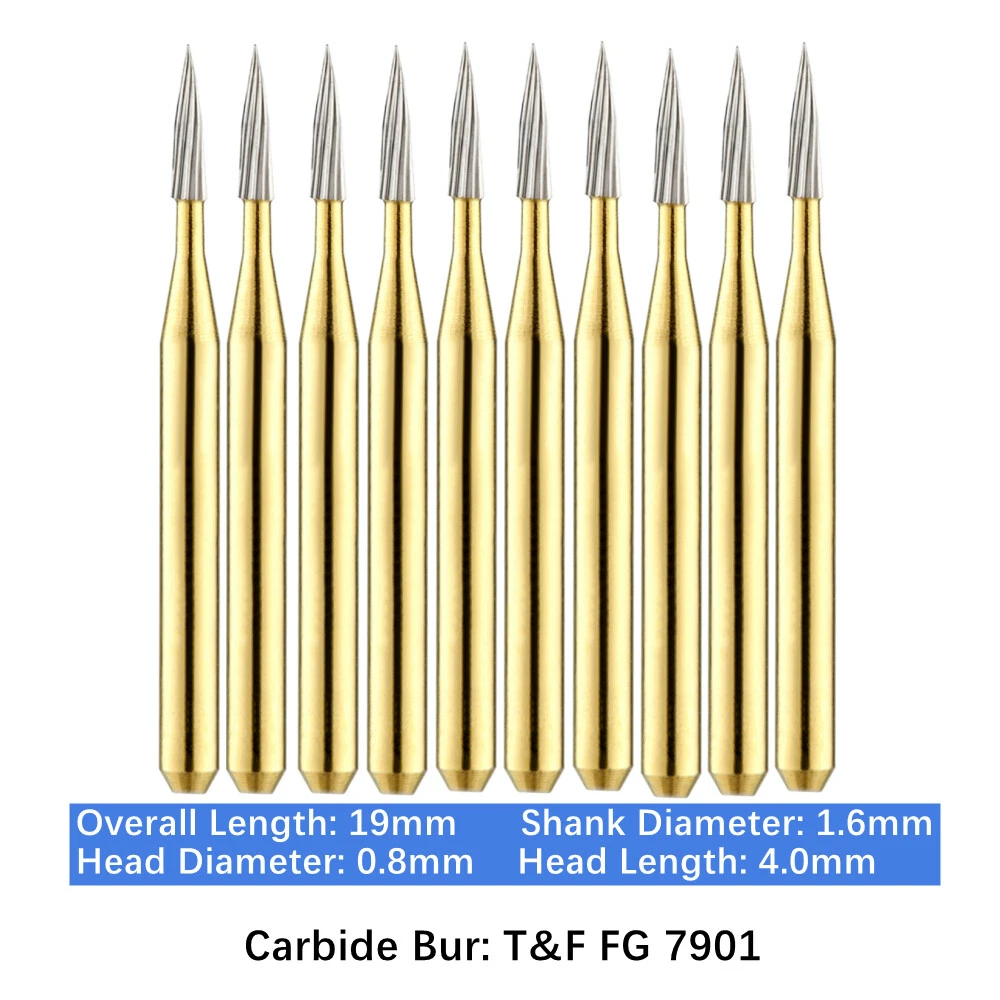 Vakker 10pc T&F FG 7901 Needle Shape Dental Tungsten Carbide Burs ...