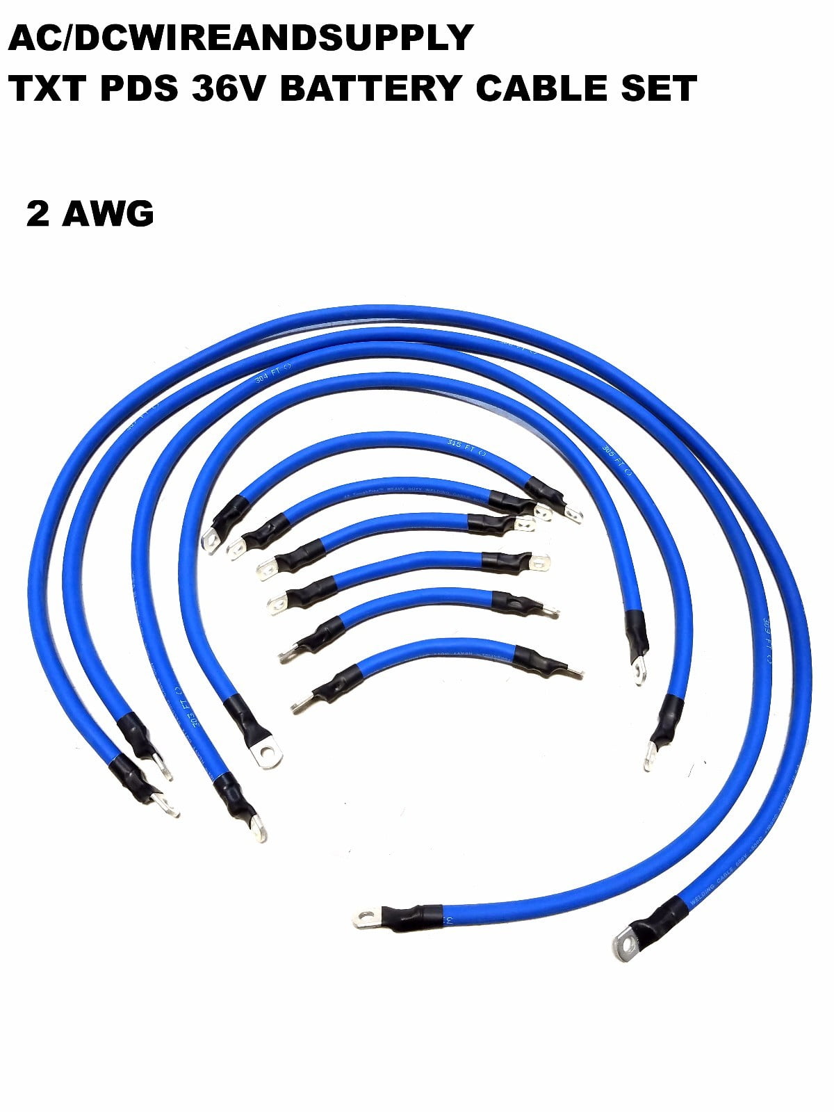 EZGO TXT PDS 36V 2 Gauge Welding Wire Blue Battery Cables HEAVY-DUTY U ...