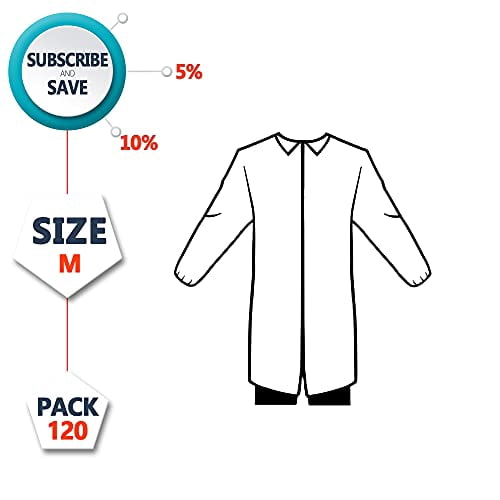 EZGOODZ White Disposable Lab Coats for Adults, Medium. Pack of 120 ...
