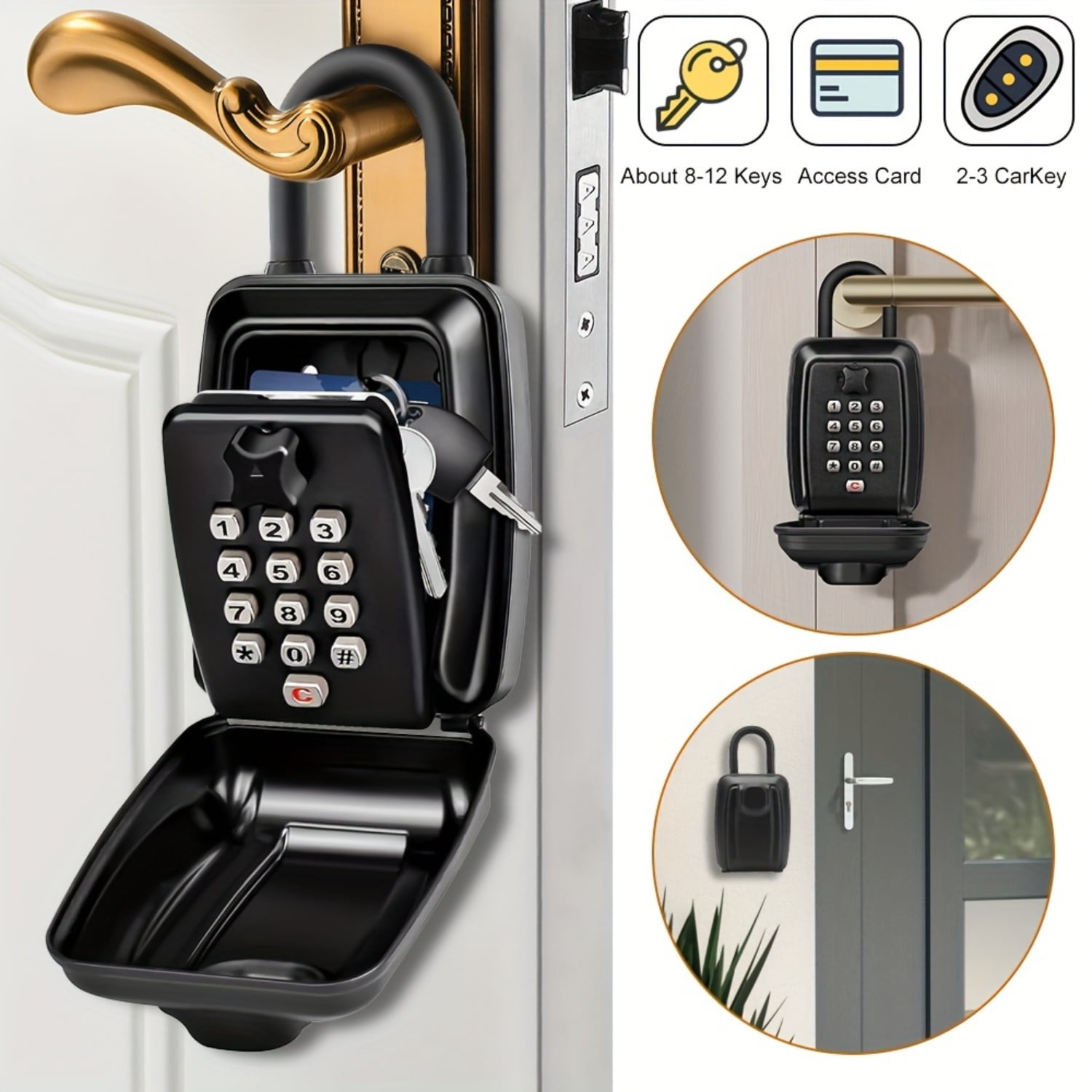 EZHWL Secure Portable Combination Lockbox for House Keys - Wall-Mounted ...