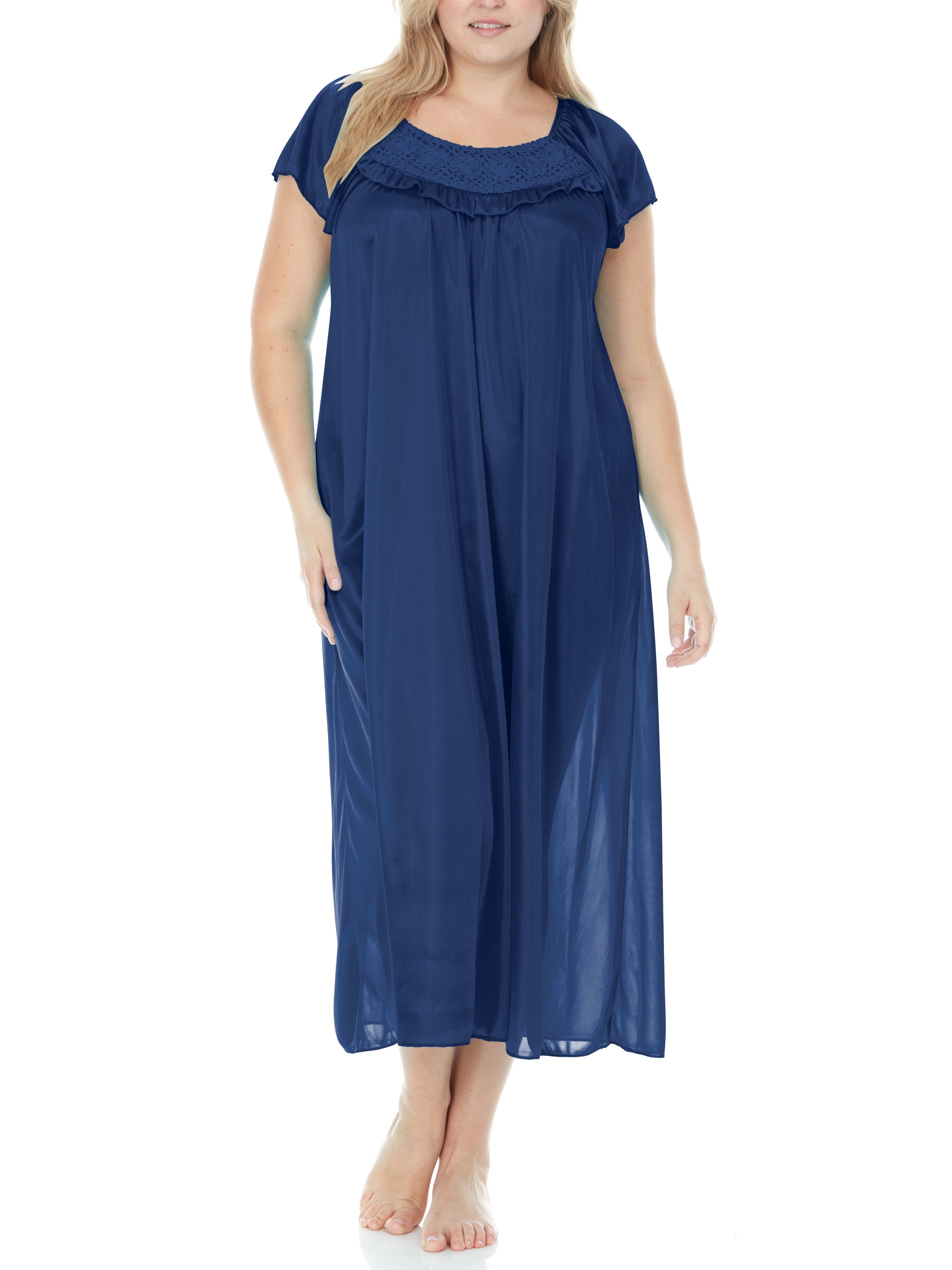 EZI Women's Satin Nightgown - Soft, Breathable & Long Mid-Length with ...
