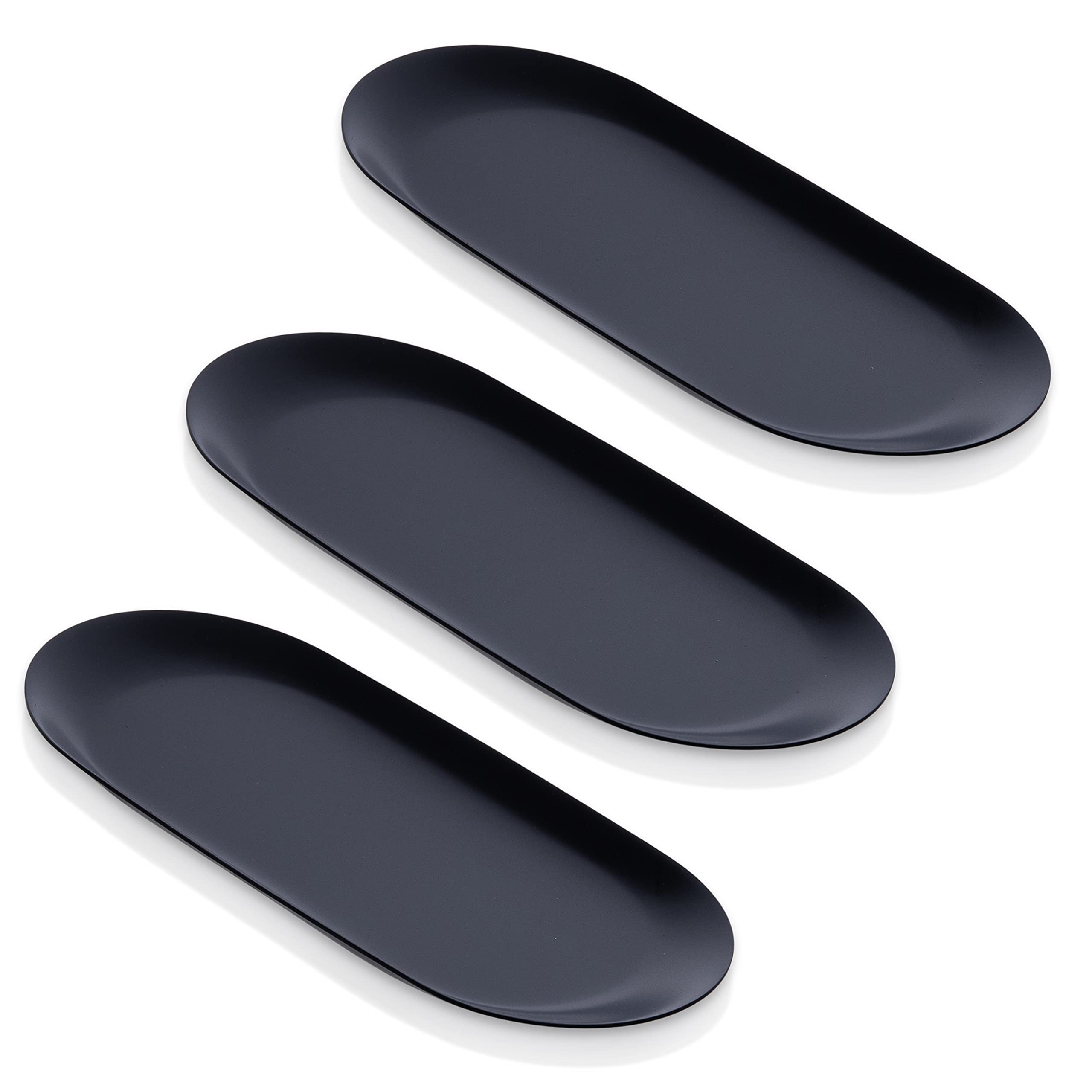 EZICOZI Stainless Steel Decorative Trays - Set of 3, 11-Inch Black ...