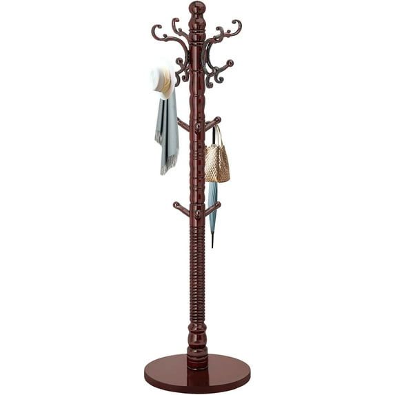EZIVIEZ Wooden Coat Rack Stand, Solid Wood Freestanding Coat Rack ...