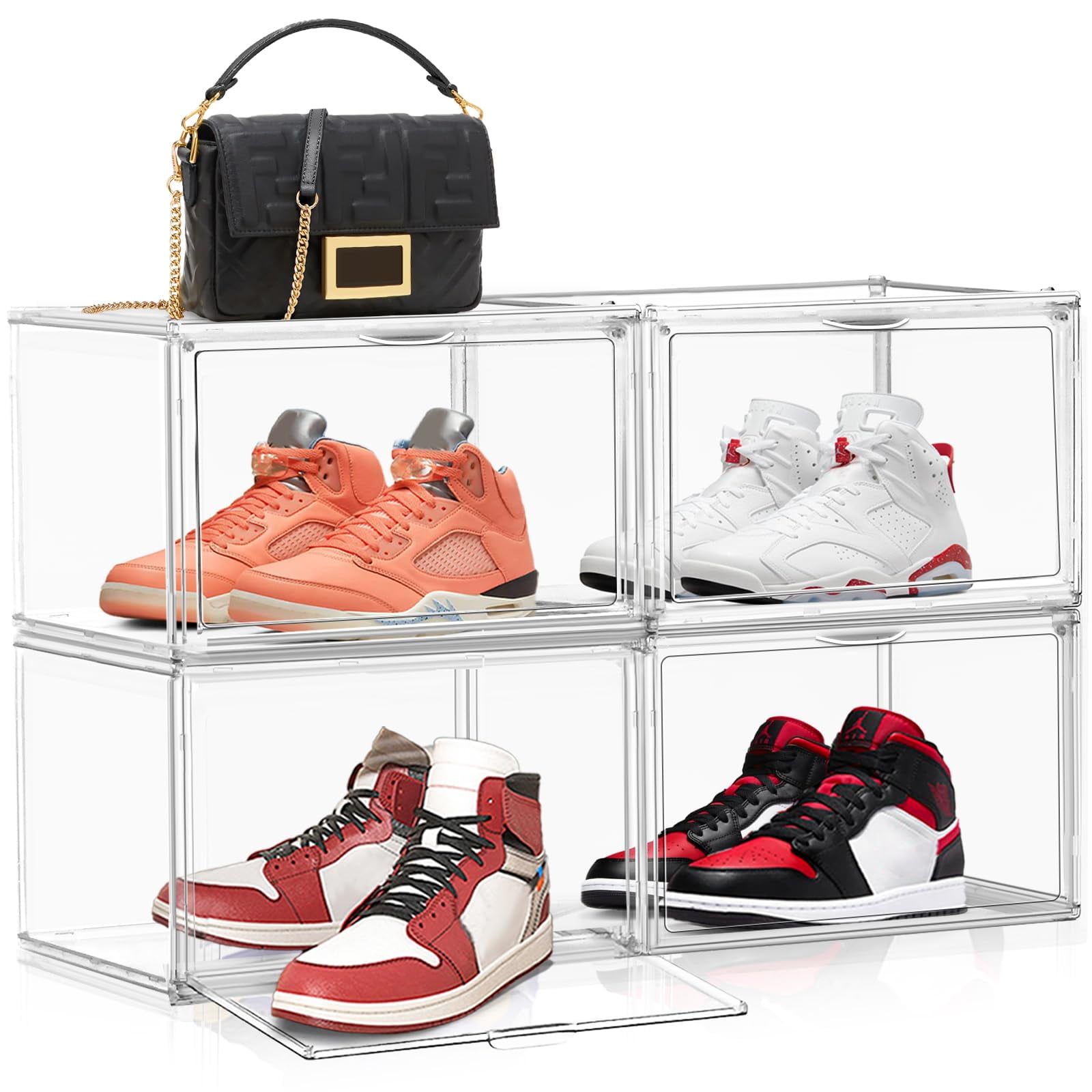 EZJOB Shoe Display Box, Clear Shoe Boxes Organizer Acrylic Sneaker ...