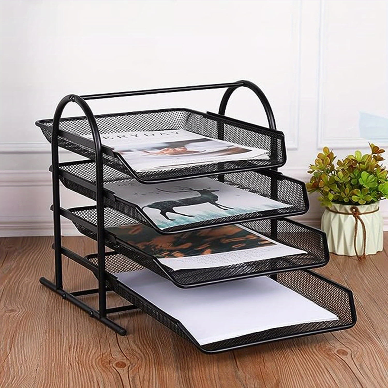EZKZUN 4-Tier Mesh Metal Desktop Organizer And Accessories Office ...